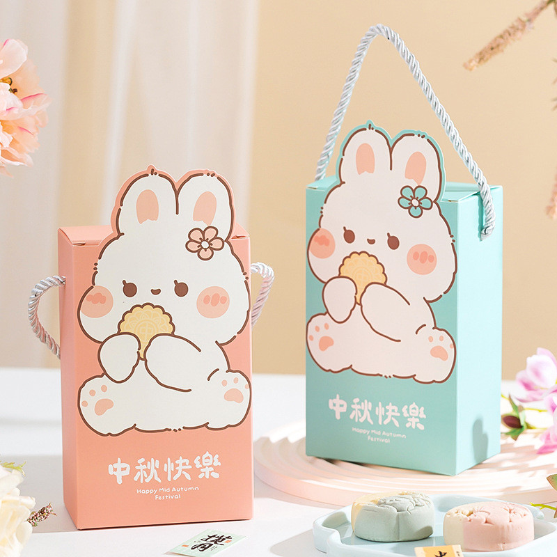5PCS 2025 Creative Mooncake Gift Box Cute Cartoon Rabbit Packaging Bag ...