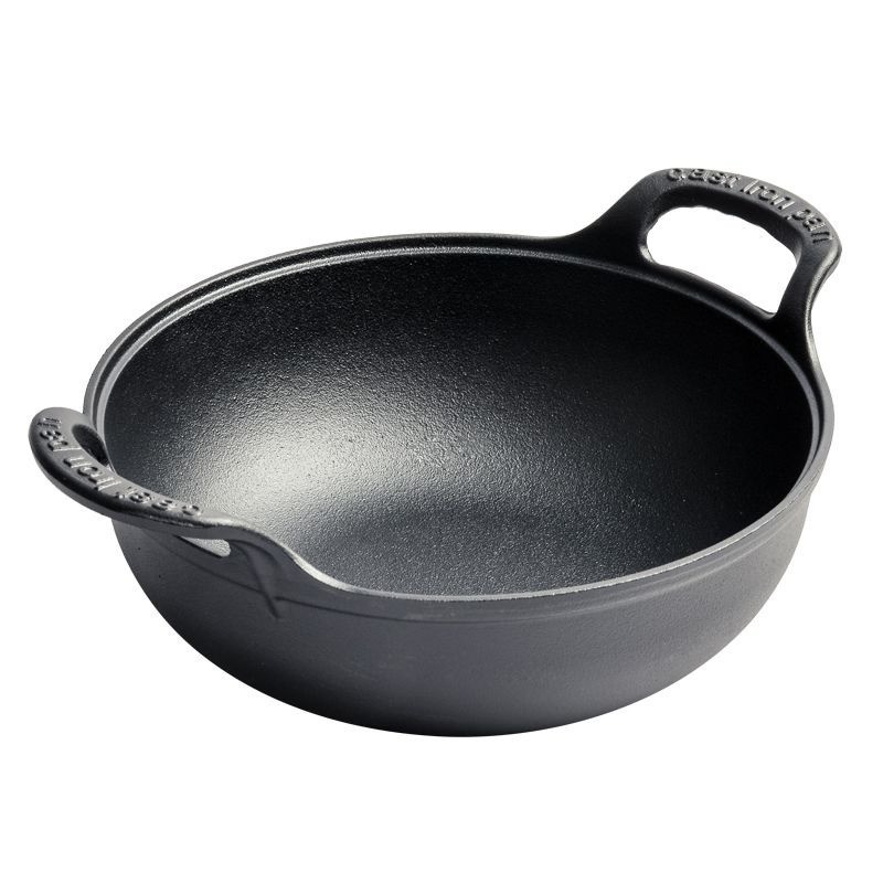 Cast iron ingot pot thickened small steel cannon binaural saucepan soup ...
