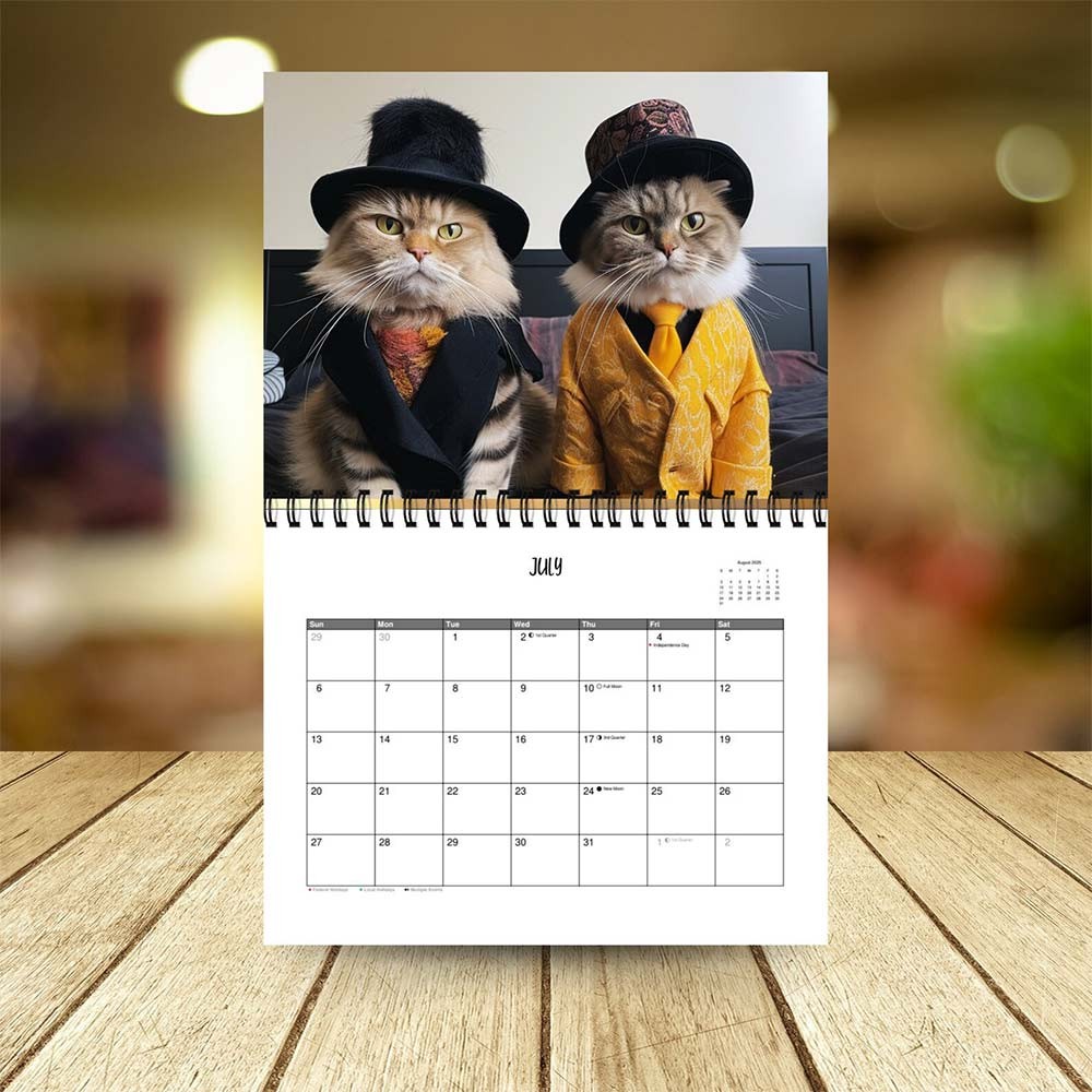2025 NEW Stylish Cats Calendar, 12 Month Calendar, Home Office Wall ...