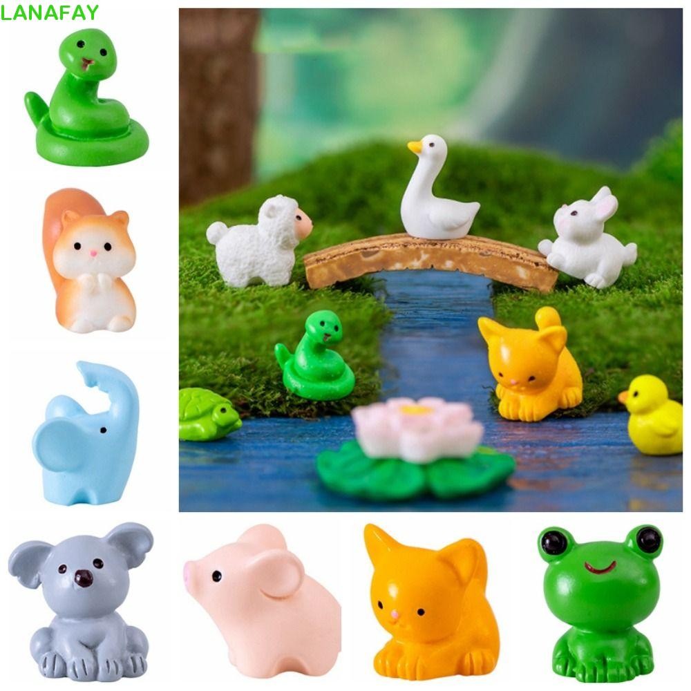 LANAFAY Animals Micro Landscape Ornaments, Cat Duck Sheep Squirrel Frog ...
