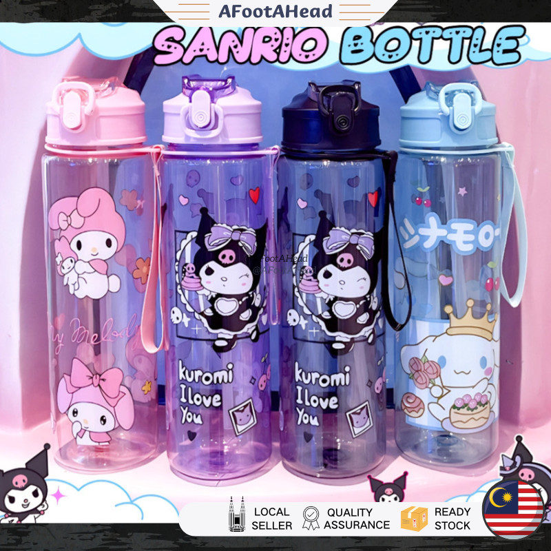 800ml Botol Air Kuromi Cinnamoroll Water Bottle Kids Straw Bpa Free Botol Transparent Kawaii ...
