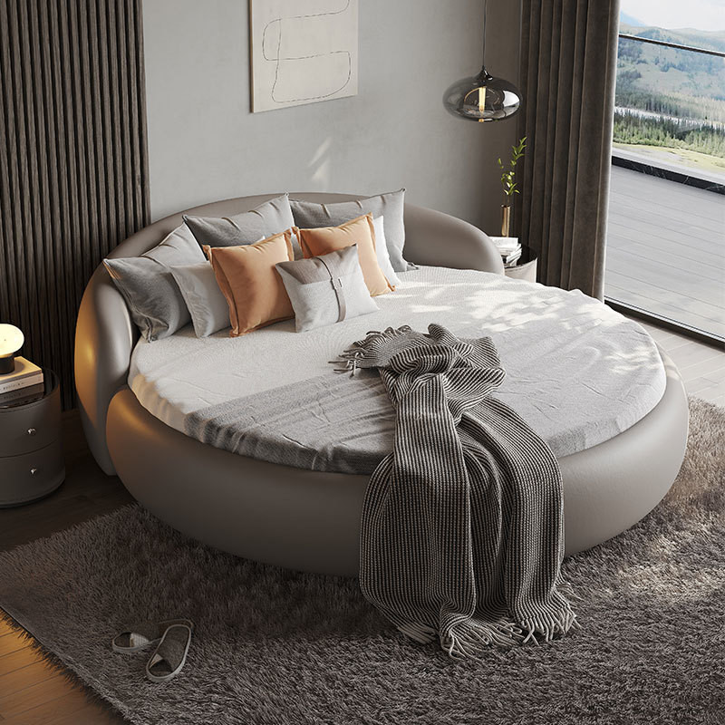 [Sg seller] round Bed Double Bed Large round Leather Master Bedroom ...