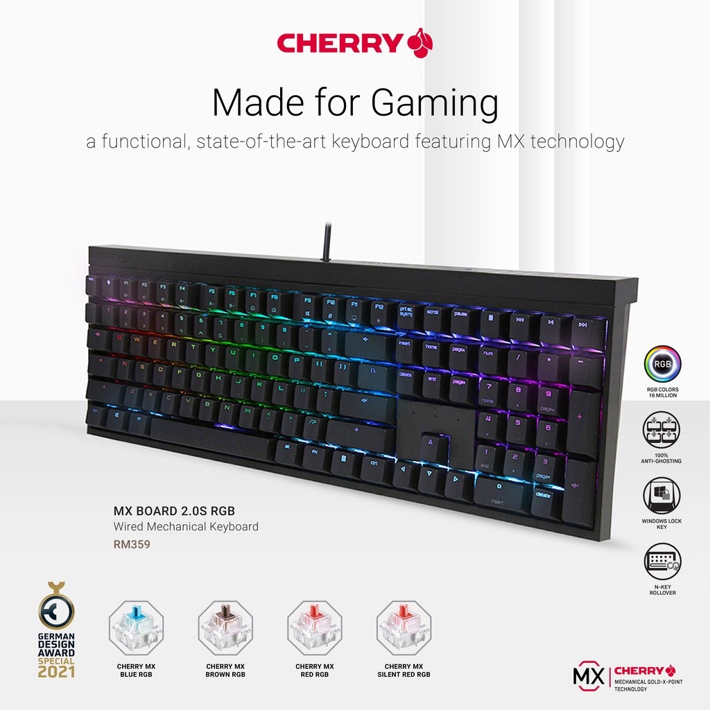 QLT [KL Stock] Cherry MX 2.0 S RGB Mechanical Keyboard (Cherry Malaysia ...