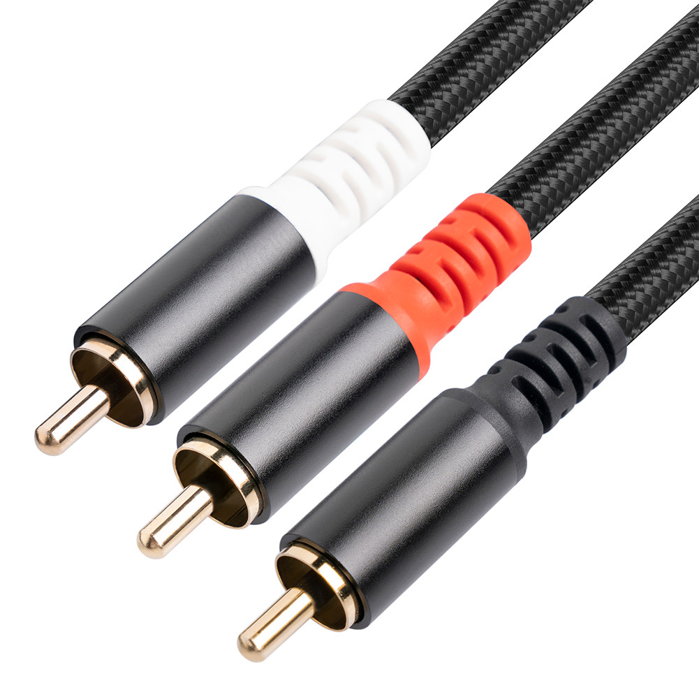 1/2/3/5M 1 RCA Male To 2 RCA Male Audio Cable Flexible RCA To 2RCA Y ...