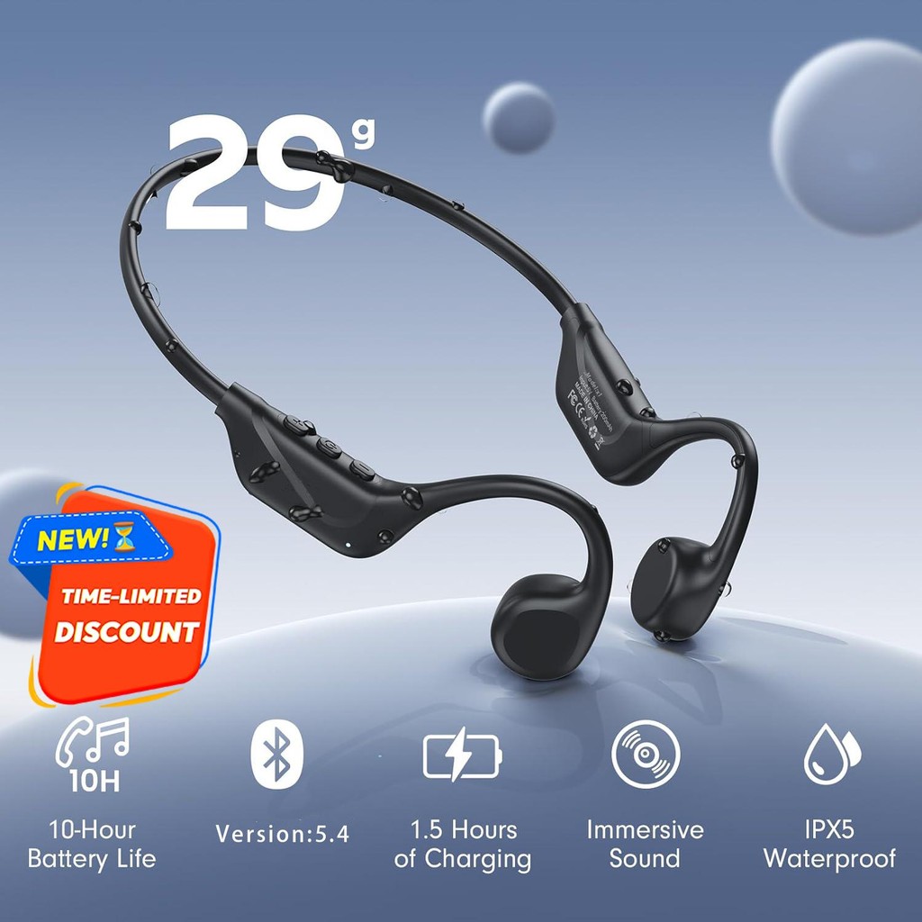 X1 Wireless Bluetooth Headphones with Microphone, Bone Conduction Noise ...