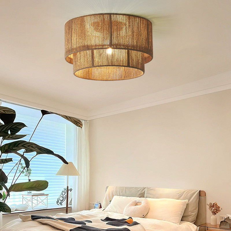 Wabi-sabi Retro Hemp Rope Ceiling Lamp Japanese Bedroom Living Room ...