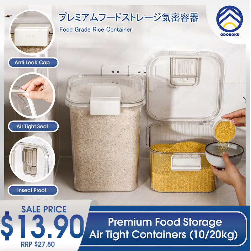 ODOROKU 5/10 kg Large Rice Storage Containers with Lids Airtight with ...