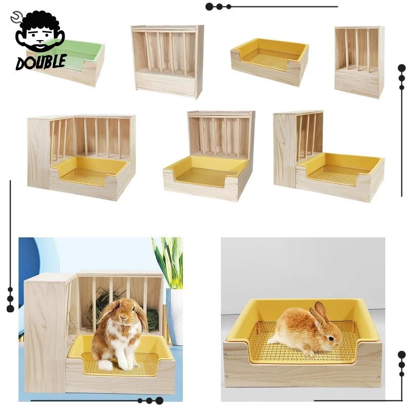 [ 2 in 1 Hay Feeder with Toilet Box,Bunny Feeder Manger,Wooden Food ...