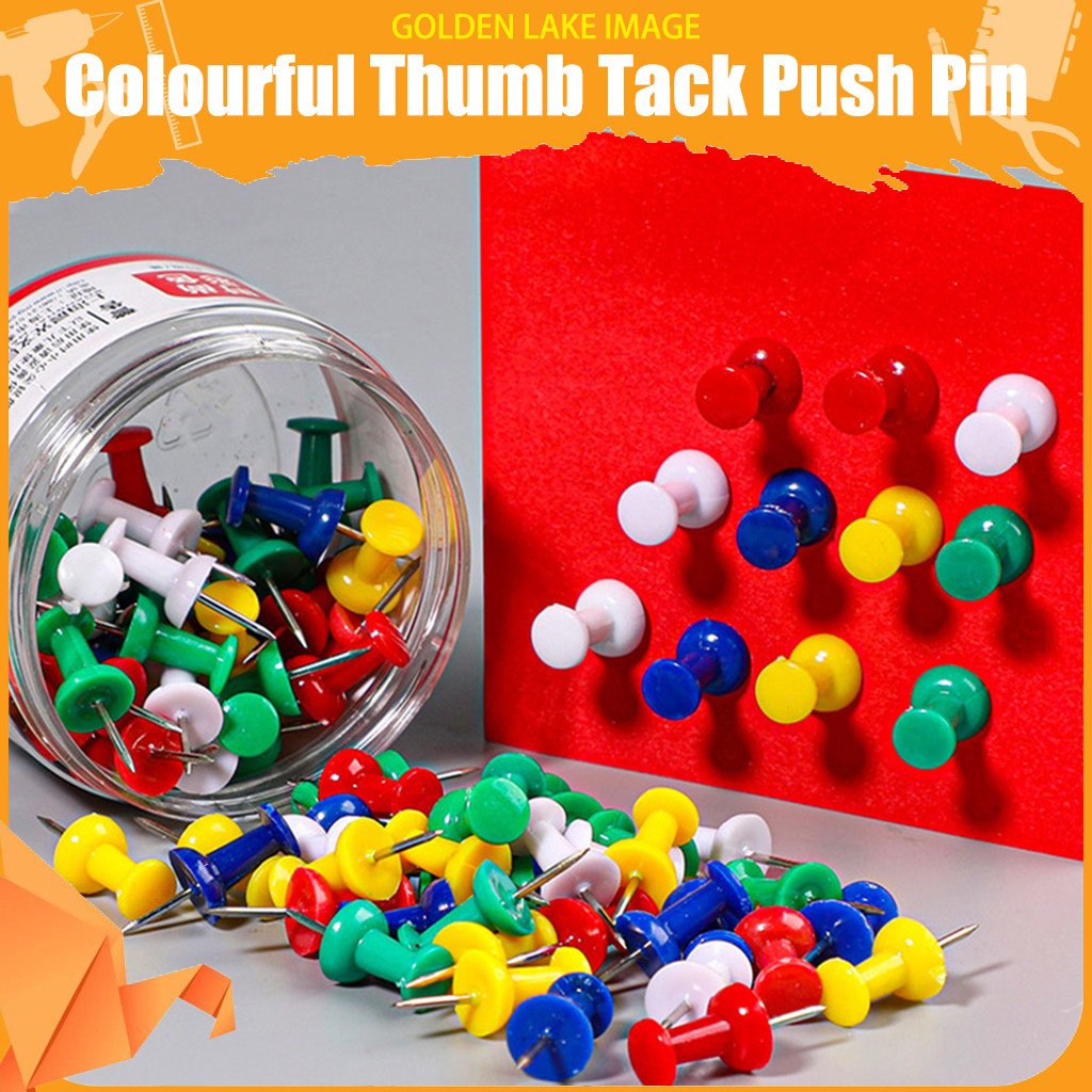 100Pcs Colourful Thumb Tack Push Pin for Cork Board, Bulletin Board ...