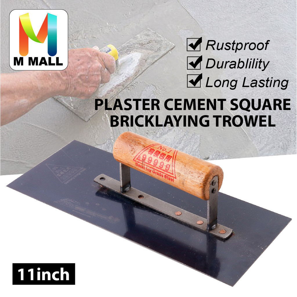 Heavy Duty Hand Tool 11inch Plastering Cement Square Hard Steel Black Blue Bricklaying Trowel ...