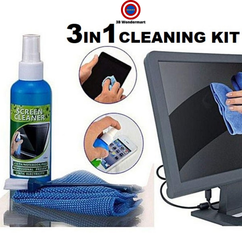 FH-HB021 3 in 1 LCD Cleaner Screen Cleaning Kit Spray Brush Micro Fiber ...