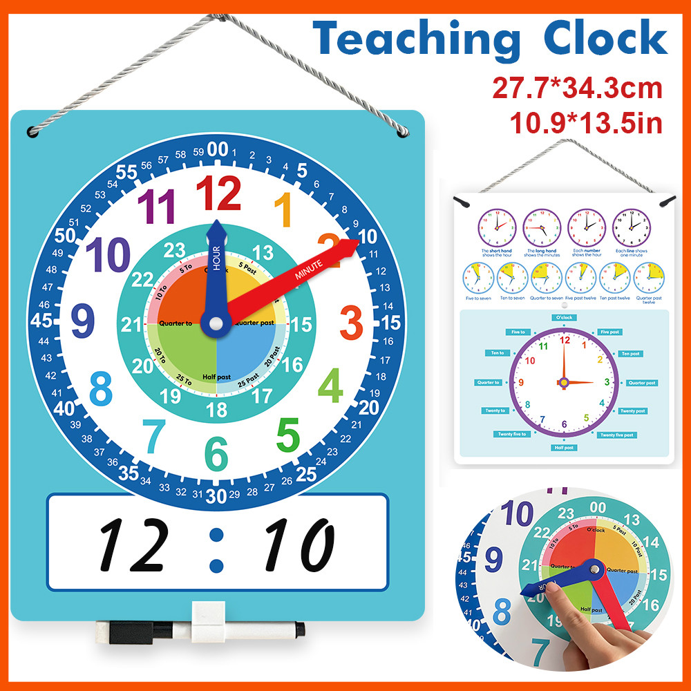 Large Writable Dry Erase Teaching Demonstration Clock Multifunctional ...