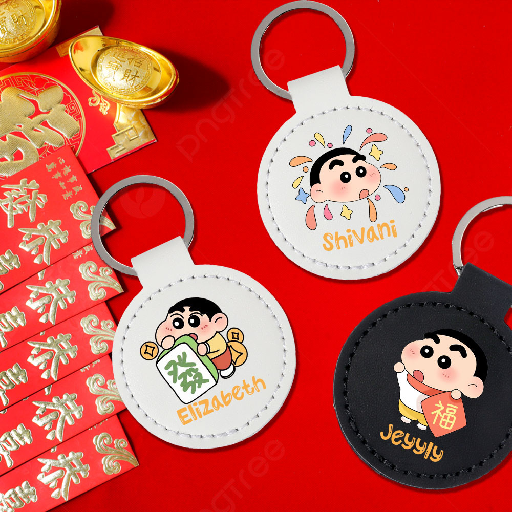 Personalised Crayon Shin-chan Cartoon with Name Print Leather Keychain ...