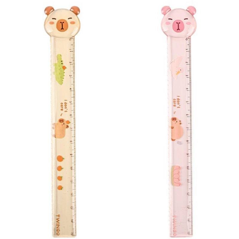 Animal 15cm Kawaii Clear Capybara Bookmark Ruler Cartoon Transparent ...