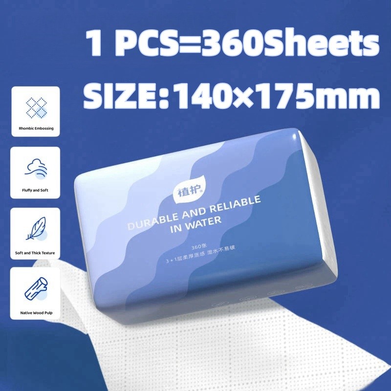 Household Tissue Paper 4 Ply Primary Wood Pulp 360pc Soft Fluffy Facial ...