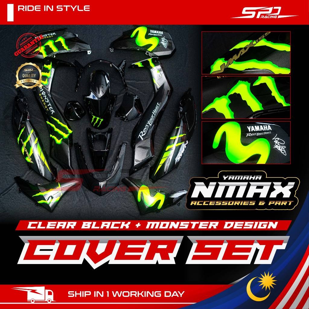 NMAX V2 Cover Set I PNP I Clear Black + Monster Design For NMAX V2 ...