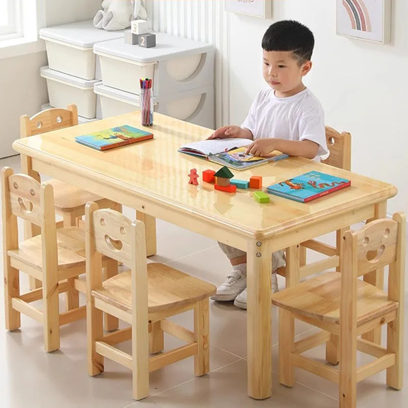 Wood children's study table toddler table and chair se solid wood table ...
