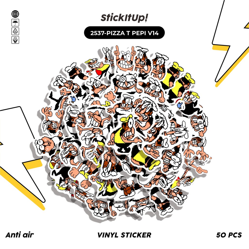 HP 50 Pcs Sticker Pack PIZZA T PEPI V14 Cute Aesthetic Vinyl Waterproof ...