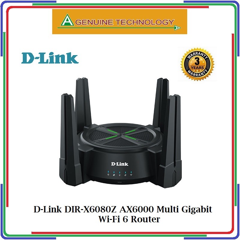 D-Link DIR-X6080Z AX6000 Multi Gigabit Wi-Fi 6 Router - 3 Years Local ...