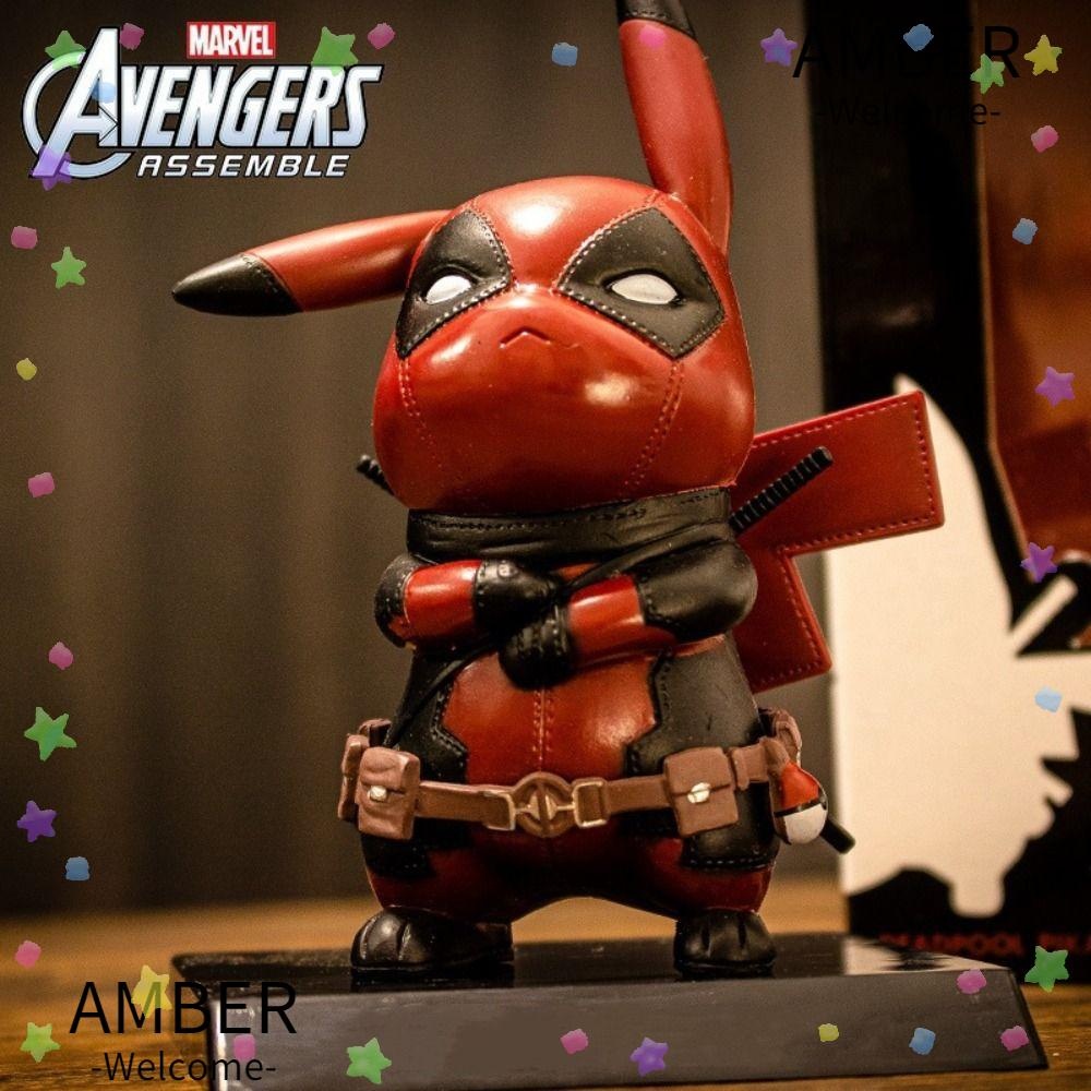 AMBER Pikachu Cos Deadpool Figure, PVC Action Figures, 2024 Cute Funny ...