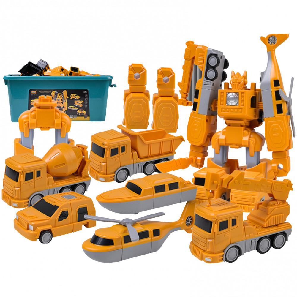 Toddler Construction Vehicles Set Magnetic Transform Car Robot Toy with ...