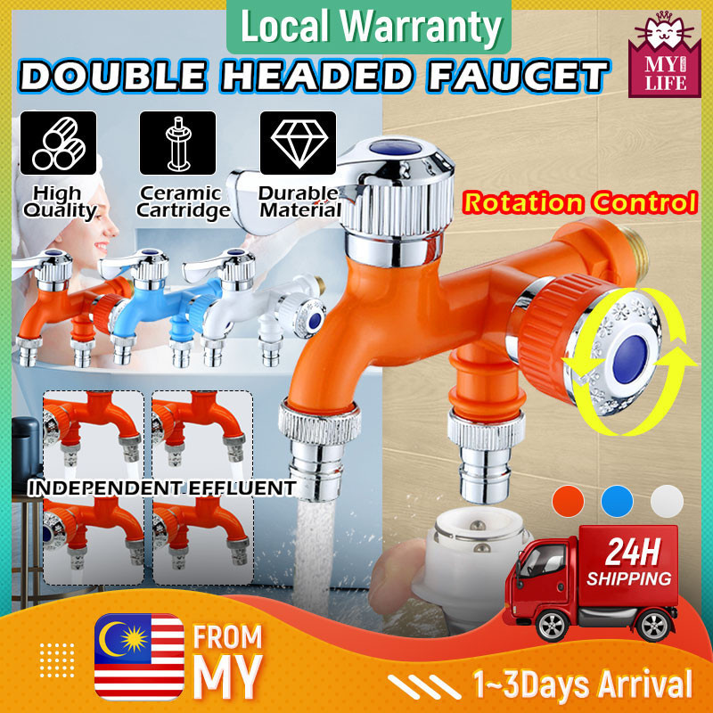 Universal Interface Faucet Double Outlet Dual Control Water Tap ...