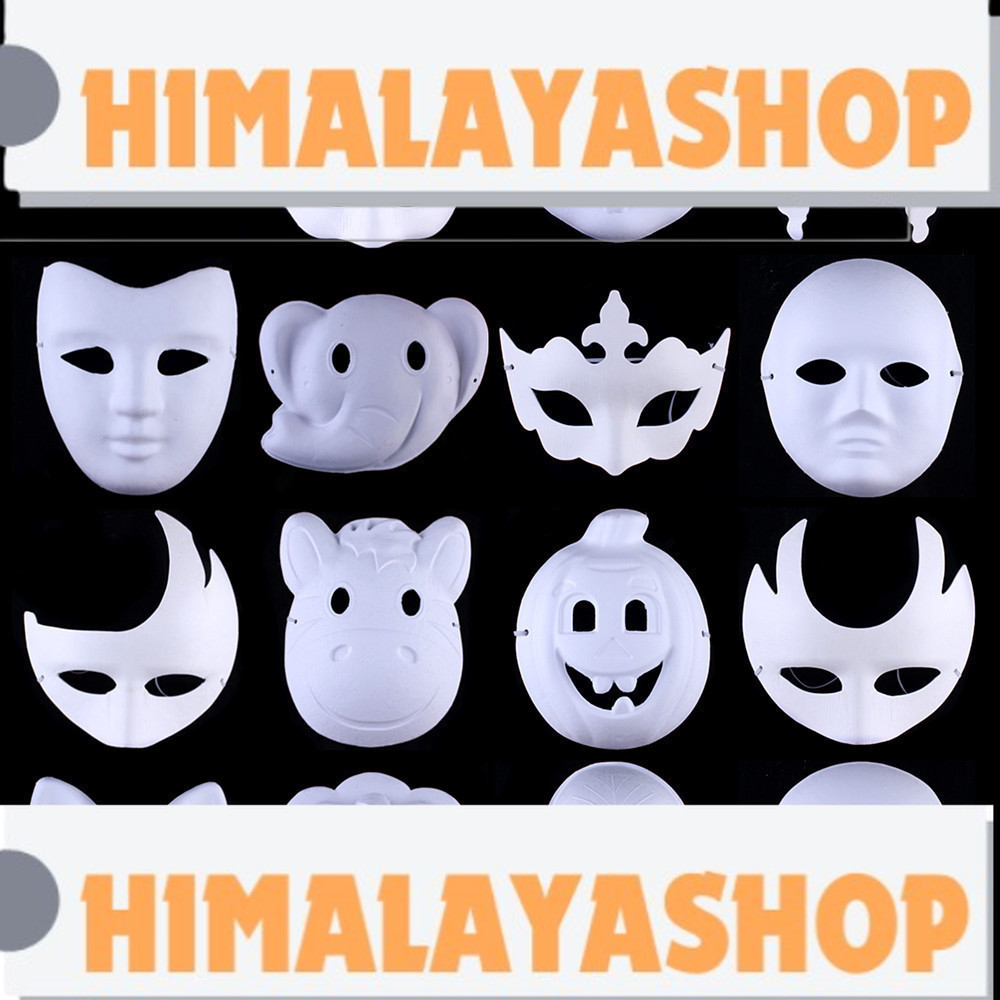 1 prom white hand-painted mask DIY pulp mask male and female animal ...