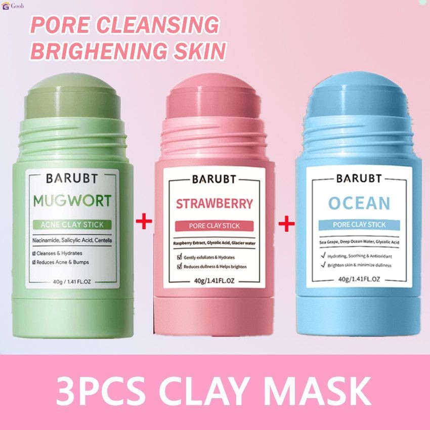 3pcs Mugwort Clay Mask Stick Alaska Volcanic Clay Pore Cleaning Mud ...