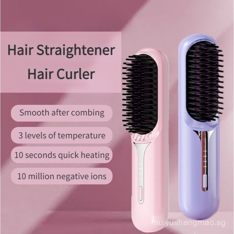 Hair Straightener Comb Wireless Charging Hair Straightener/Curler Dual ...