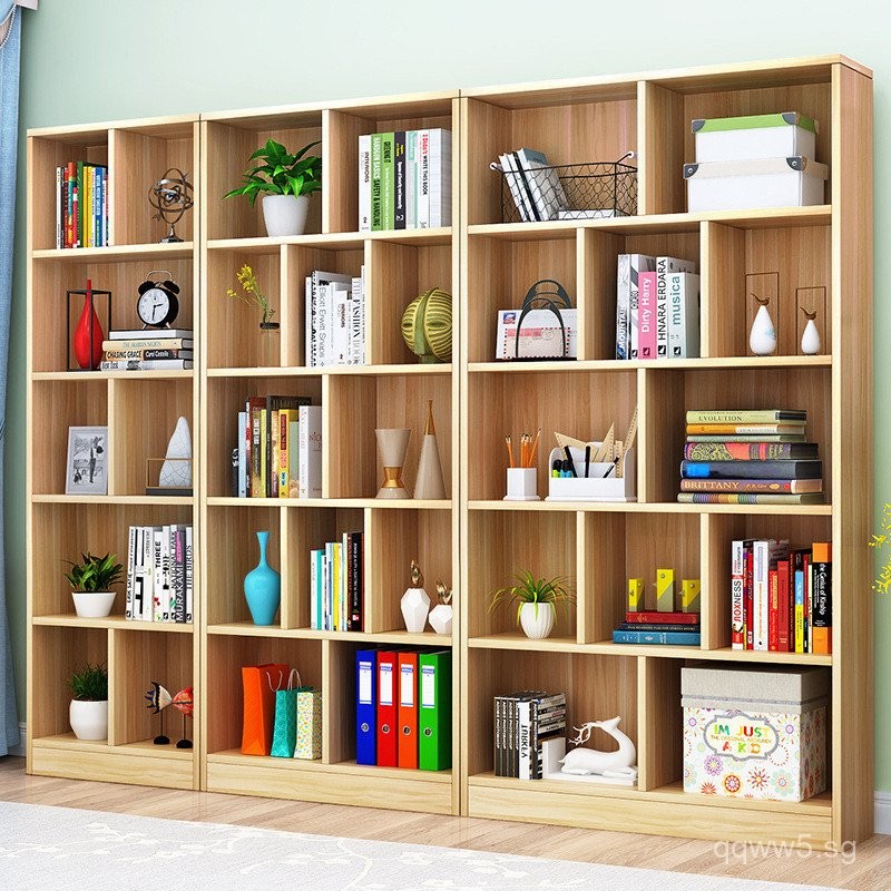Bookcase Simple Floor Home Solid Wood Bookshelf Student Shelf Grid ...