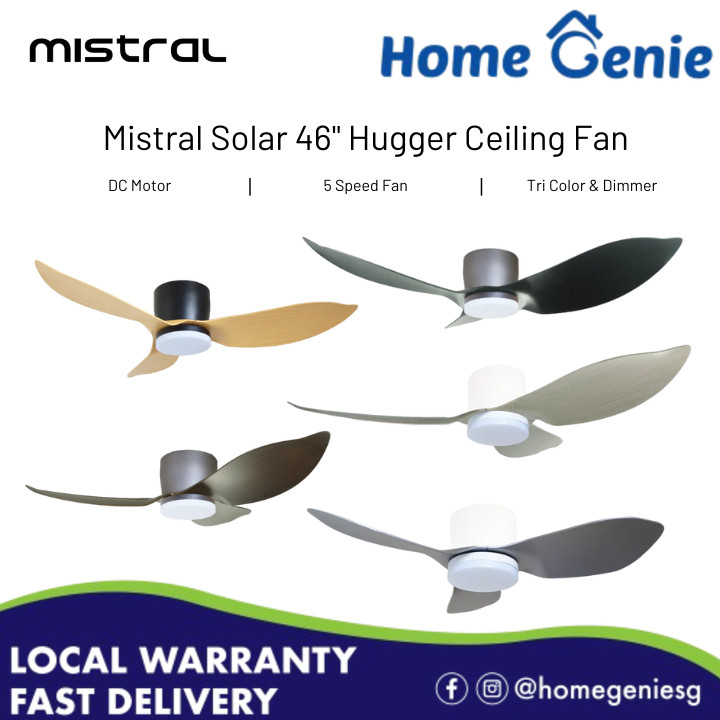*FREE BASIC INSTALL* Mistral Solar 46 Inch Ceiling Fan Hugger Series ...