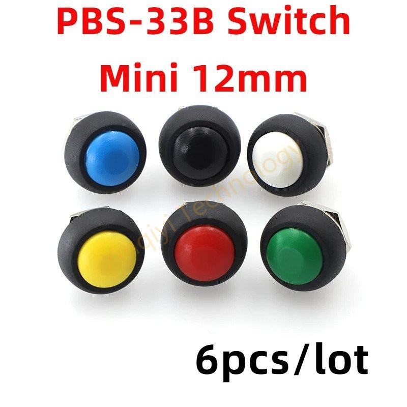 6pcs PBS-33B Switch Mini 12mm Waterproof Momentary ON/OFF Push Button ...