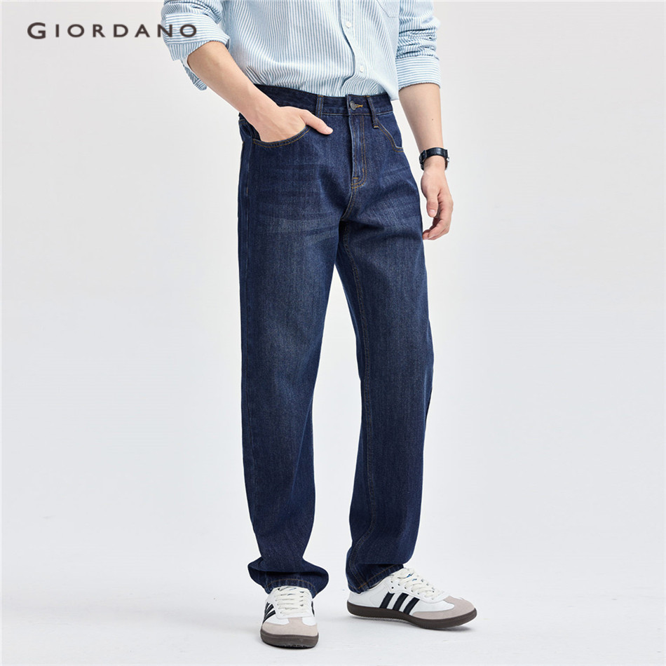 GIORDANO MEN Moustache effect five-pocket denim jeans 13114046 | Shopee ...