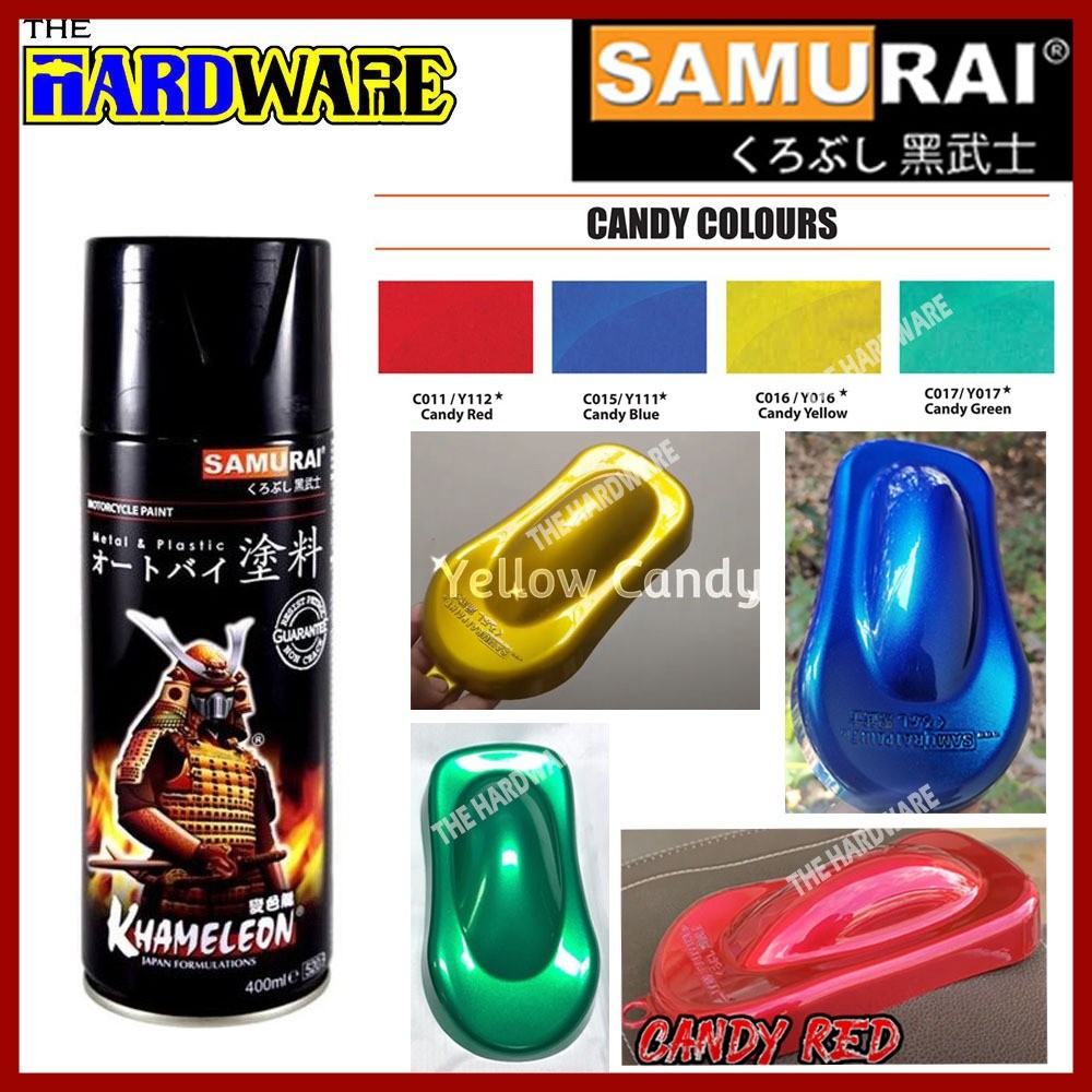 SAMURAI Spray Premium Can Candy Colour-Candy Blue Candy Red Candy Green ...