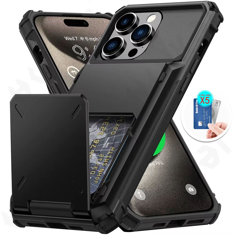 2 in 1 Wallet with Card Holder Armor Phone Case for iPhone 16 15 14 ...
