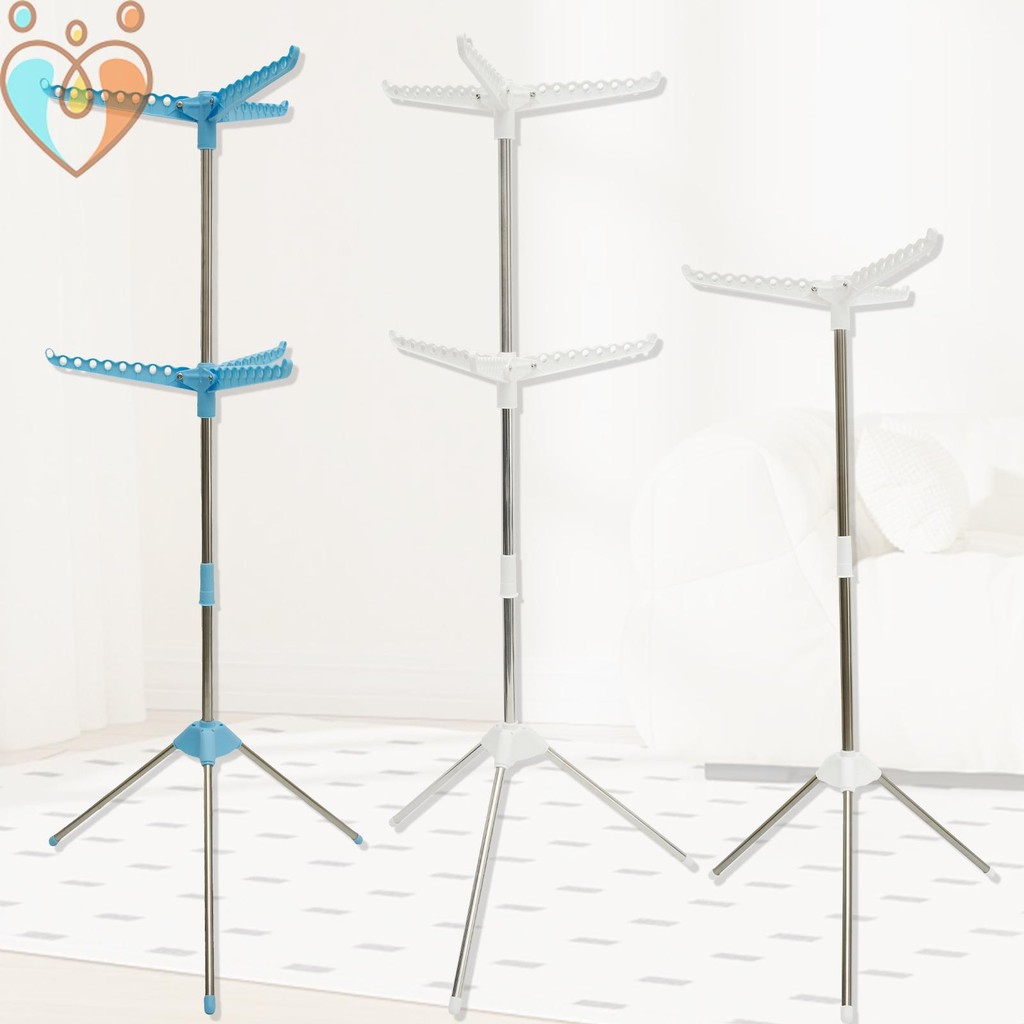 2 Layers/1 Layer Clothes Drying Rack with Rotating Clothes Rail ...