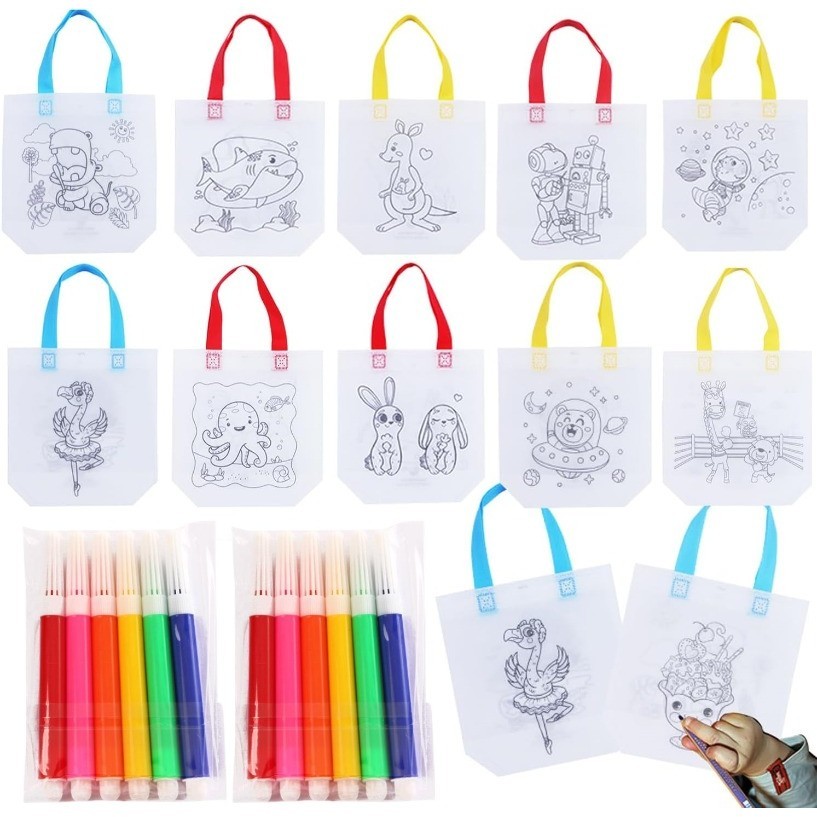 20Pcs Reusable Coloring Goodie Bags-DIY Graffiti Coloring Bags Color ...
