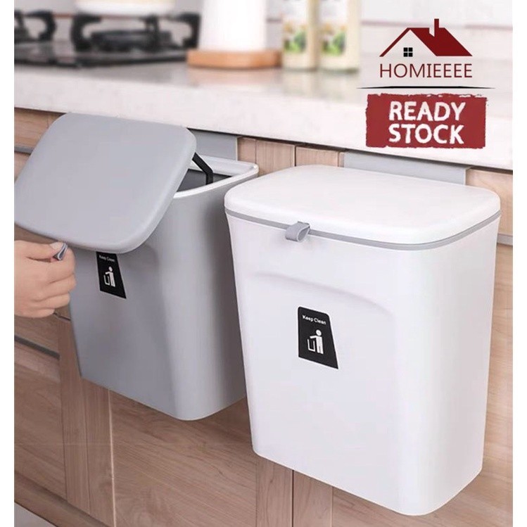 Kitchen Hanging Dustbin🔥Ready Stock🔥Wall Mounted Rubbish Bin 9L Trash ...
