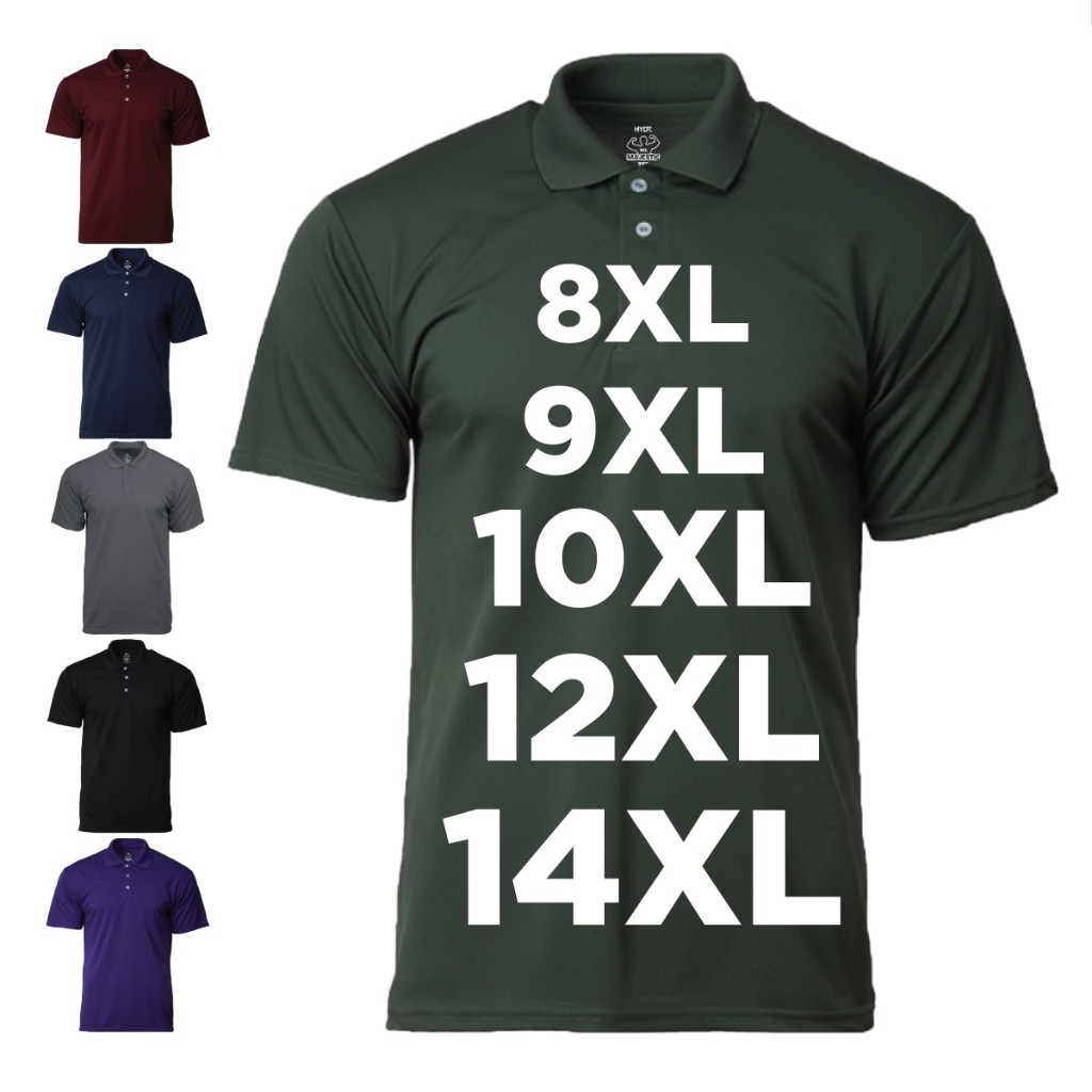 GILDAN X HYDT 8XL 9XL 10XL 12XL 14XL Plus Size Unisex Microfiber Polo Tee/Jersey Polo/Baju ...