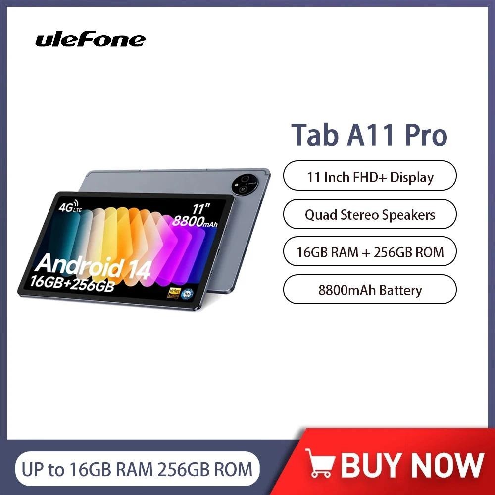 Ulefone Tab A11 Pro Tablet MTK Helio G99 16GB RAM(8+8) 128GB/256GB ROM Android 14 8800mAh 16MP ...