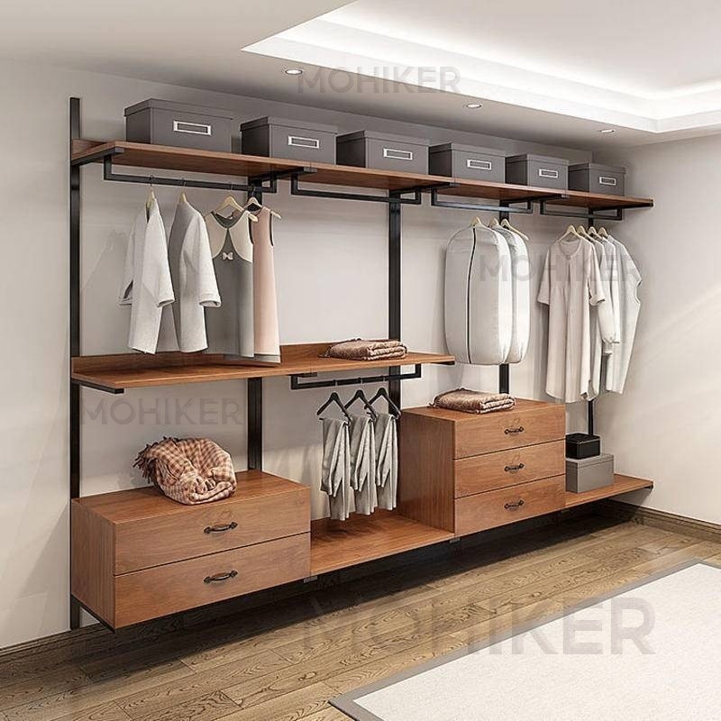MK Open Wardrobe Cloakroom Shelf Hanging Metal Hanger Bedroom Walk-in ...