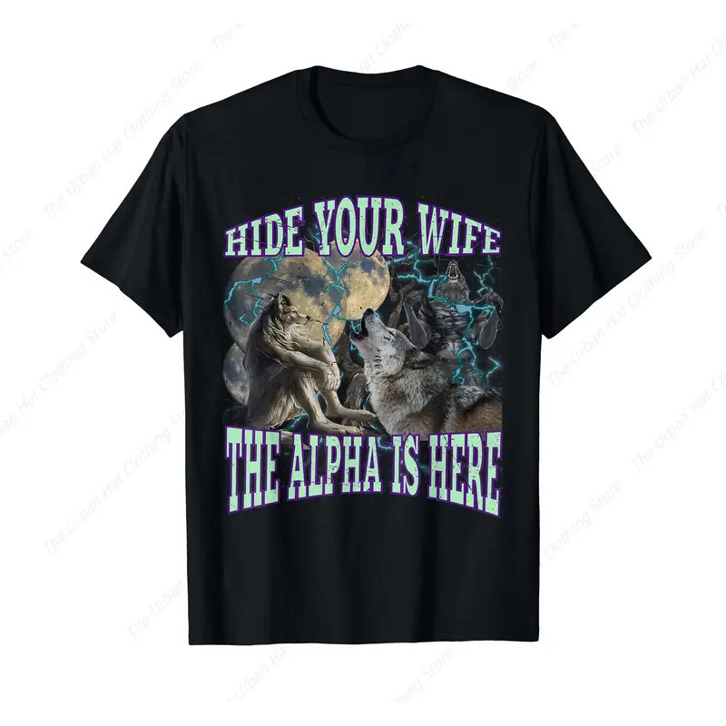 Human By Chance Alpha By Choice Cool Funny Alpha Wolf Meme T-Shirt ...
