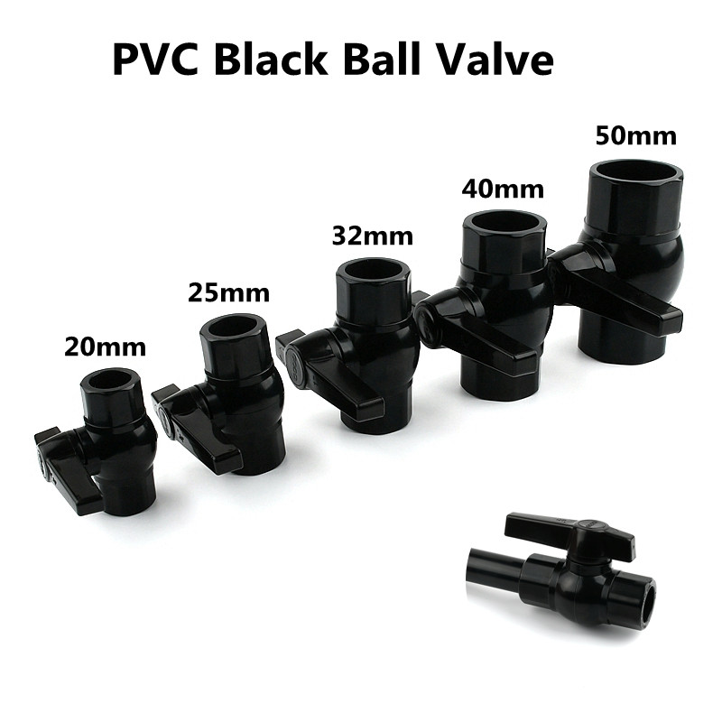 1pc Black PVC Pipe Ball Valve 20~50mm Garden Irrigation Agriculture ...