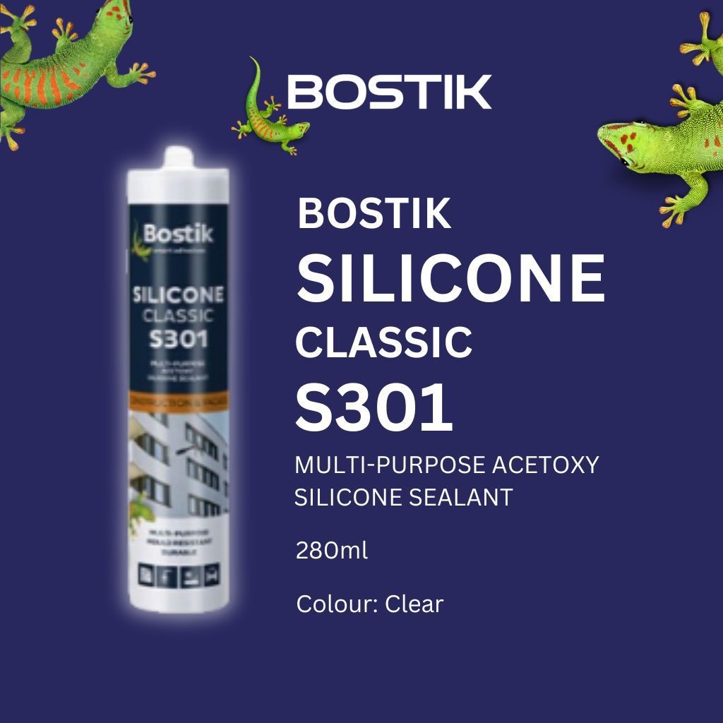 BOSTIK SILICONE CLASSIC S301 MULTI-PURPOSE ACETOXY SILICONE SEALANT 280ML CLEAR | Shopee Singapore