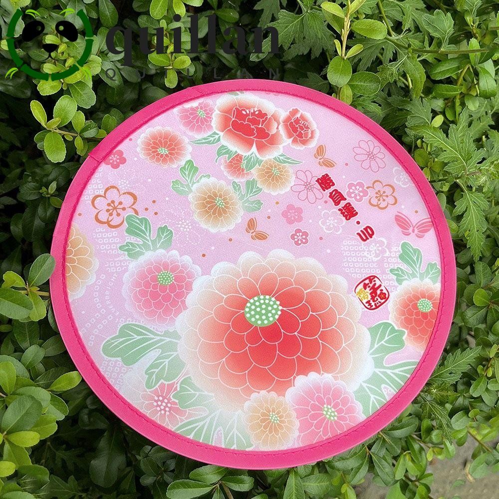 QUILLAN Foldable Round Fan, Polyester Memory Steel Wire Foldable ...