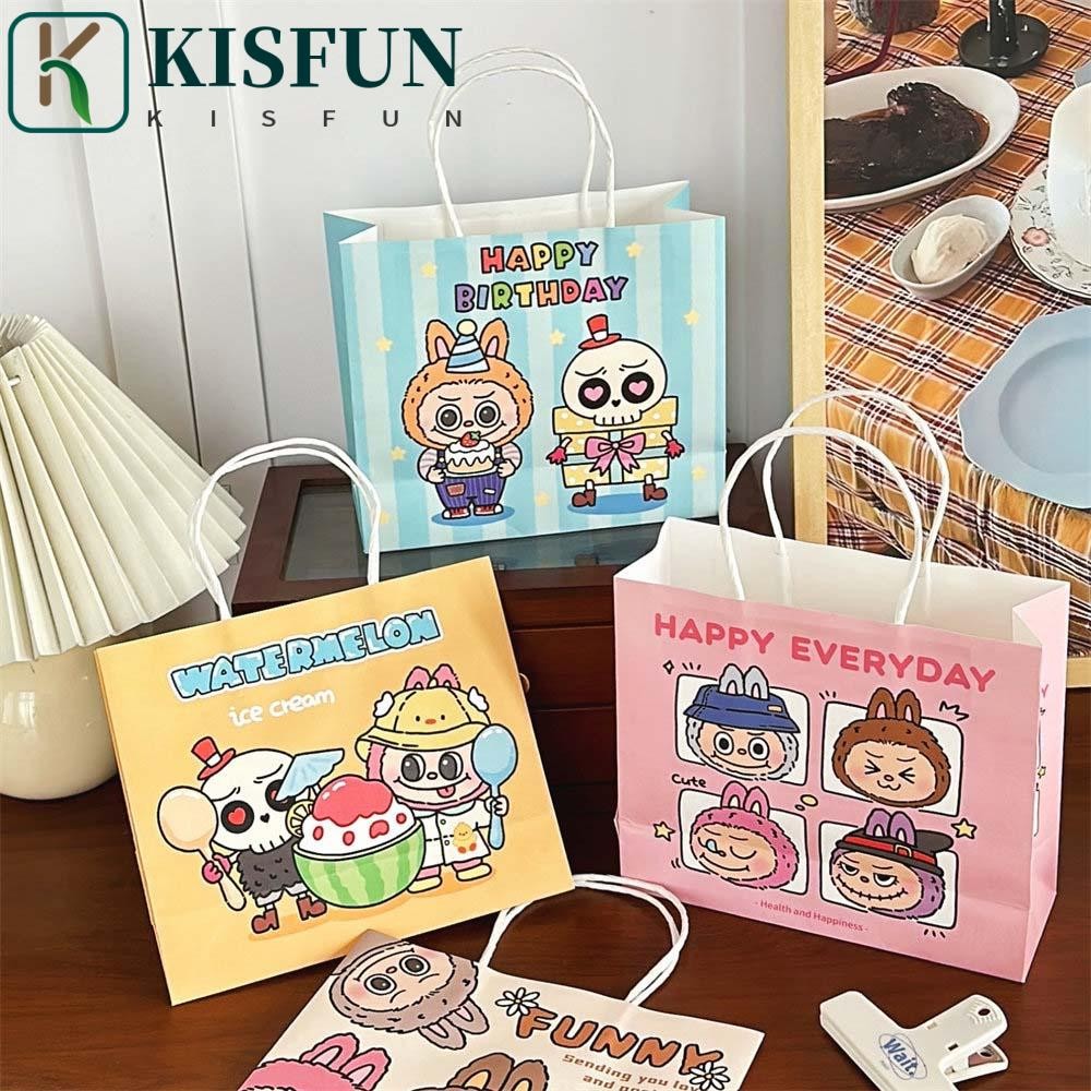KISFUN Cartoon Labubu Paper Gift Bag, Pouches Popmart Labubu Package ...