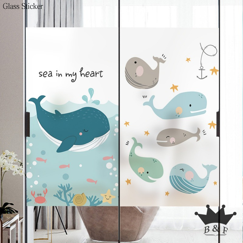 Cartoon Cute Electrostatic Frosted Glass Film Bathroom Privacy Window ...