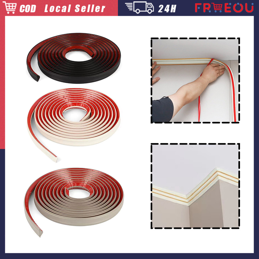 5M Self Adhesive Baseboard Self Adhesive Ceiling PVC Strip Wall Edge ...