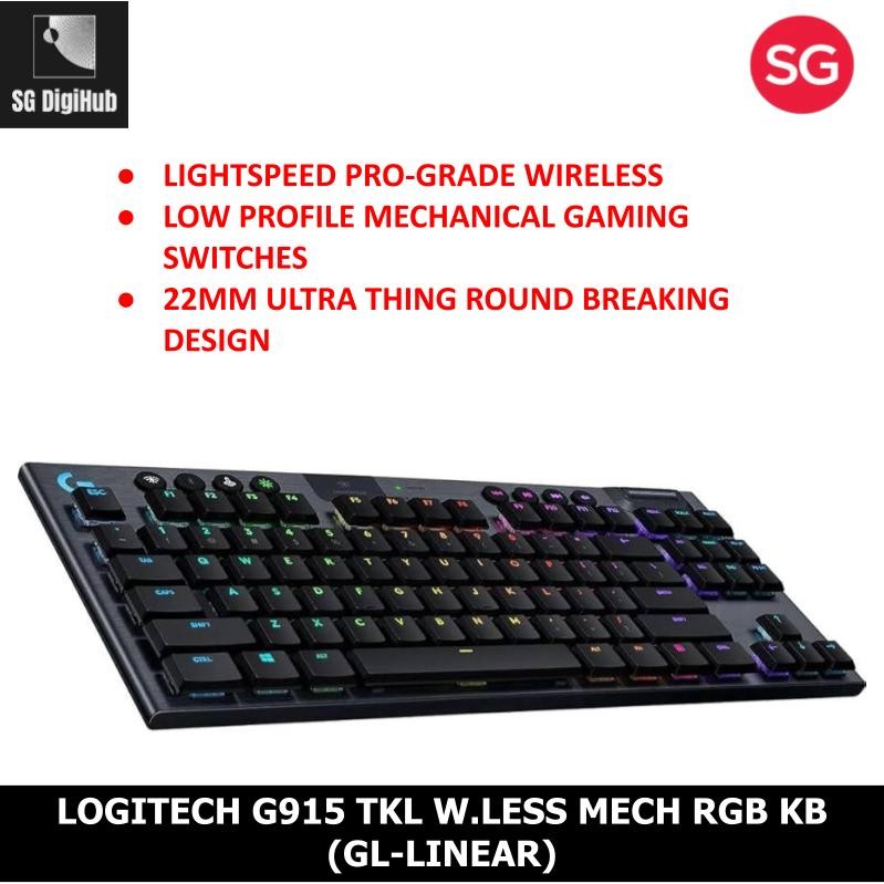 Logitech G915 TKL Black Tenkeyless LIGHTSPEED Wireless RGB Mechanical ...