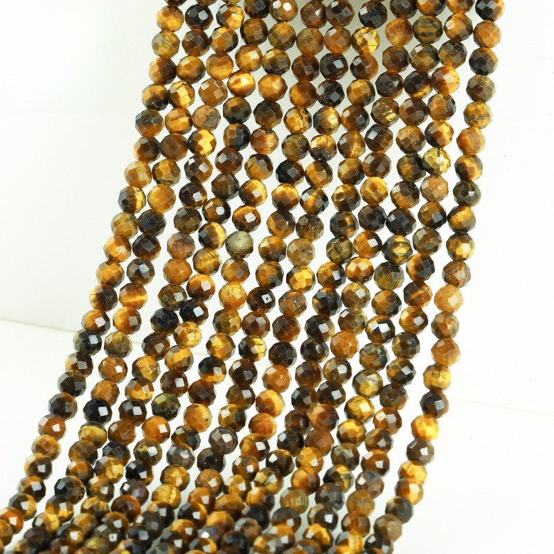 Natural Yellow Tiger Eye Stone Faceted Beads Wholesale Hand woven DIY ...